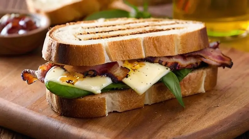 Panini Comida: Delicioso Pan Panini Con Quesos Y Bacón